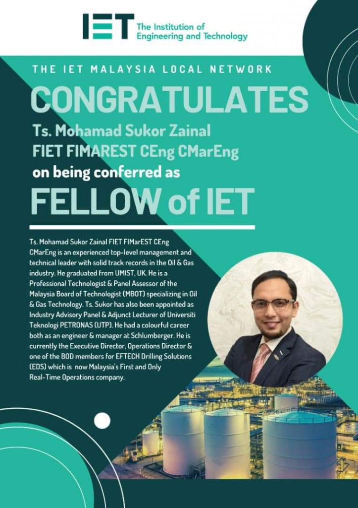 TS. MOHAMAD SUKOR ZAINAL ABIDDIN APPOINTED AS IET FELLOW! - EFTECH